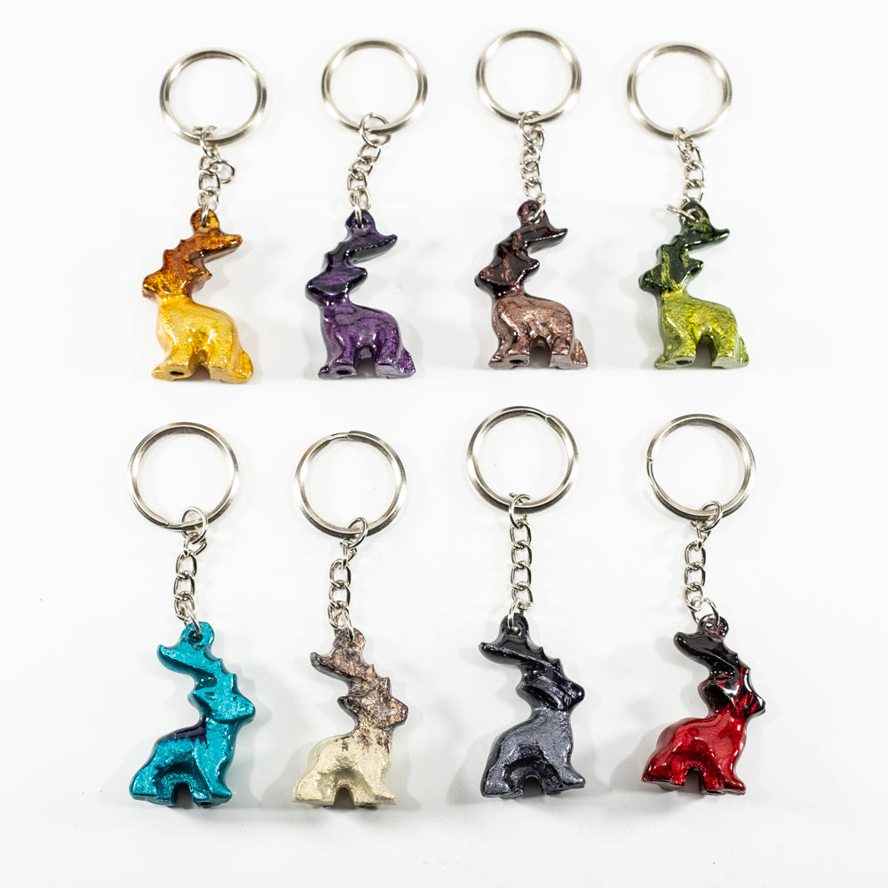 Coloured Standing Stag Keyrings 4 cm (Trade min 24 per box ) | Tilnar Art