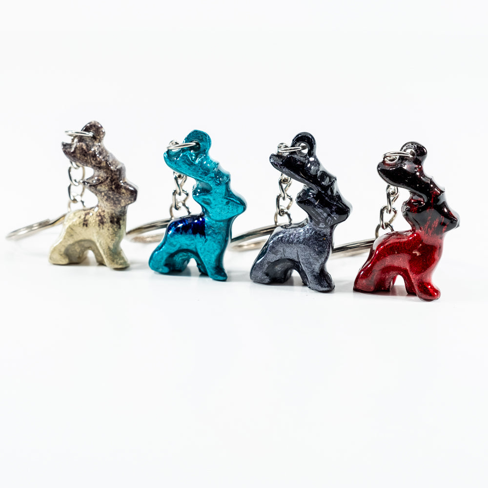 Coloured Standing Stag Keyrings 4 cm (Trade min 24 per box ) | Tilnar Art