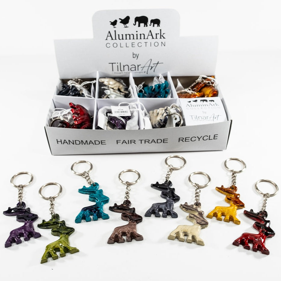 Coloured Stag Keyrings 4 cm (Trade min 24 per box) | Tilnar Art
